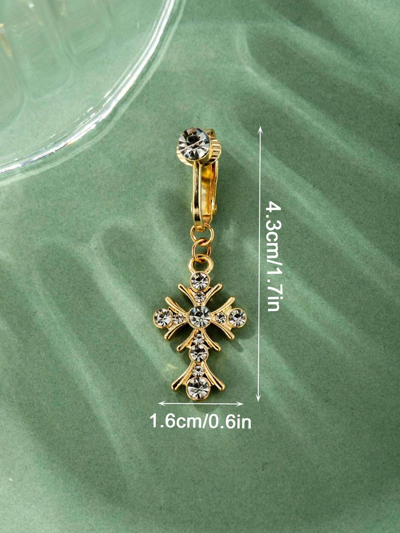 Zirconia Rhinestone Cross Decor Navel Belly Cuff Cute Sweet Fake Belly ...