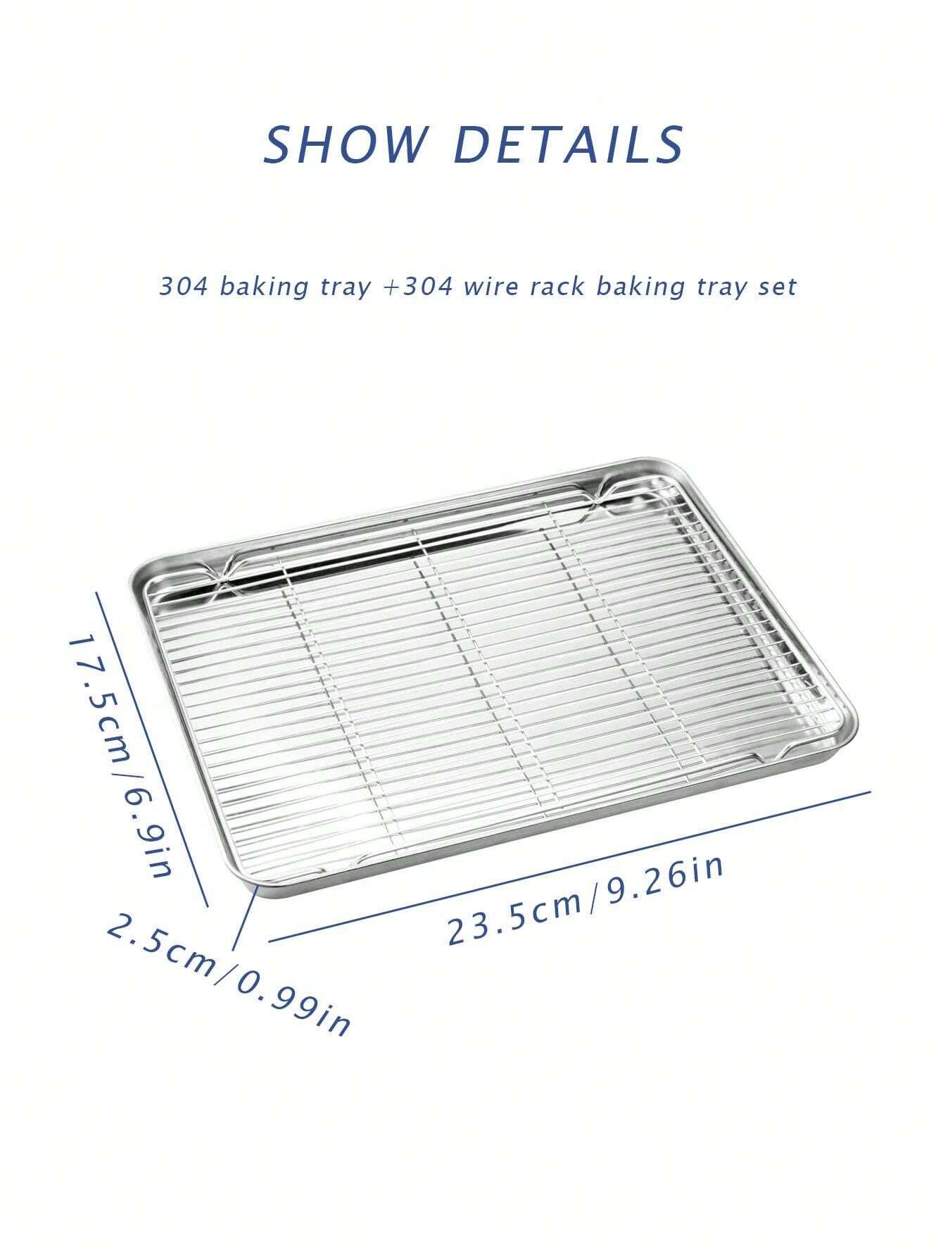 Flat-Bottomed Stainless Steel Baking Tray Cooling Rack Set Grid Baking ...