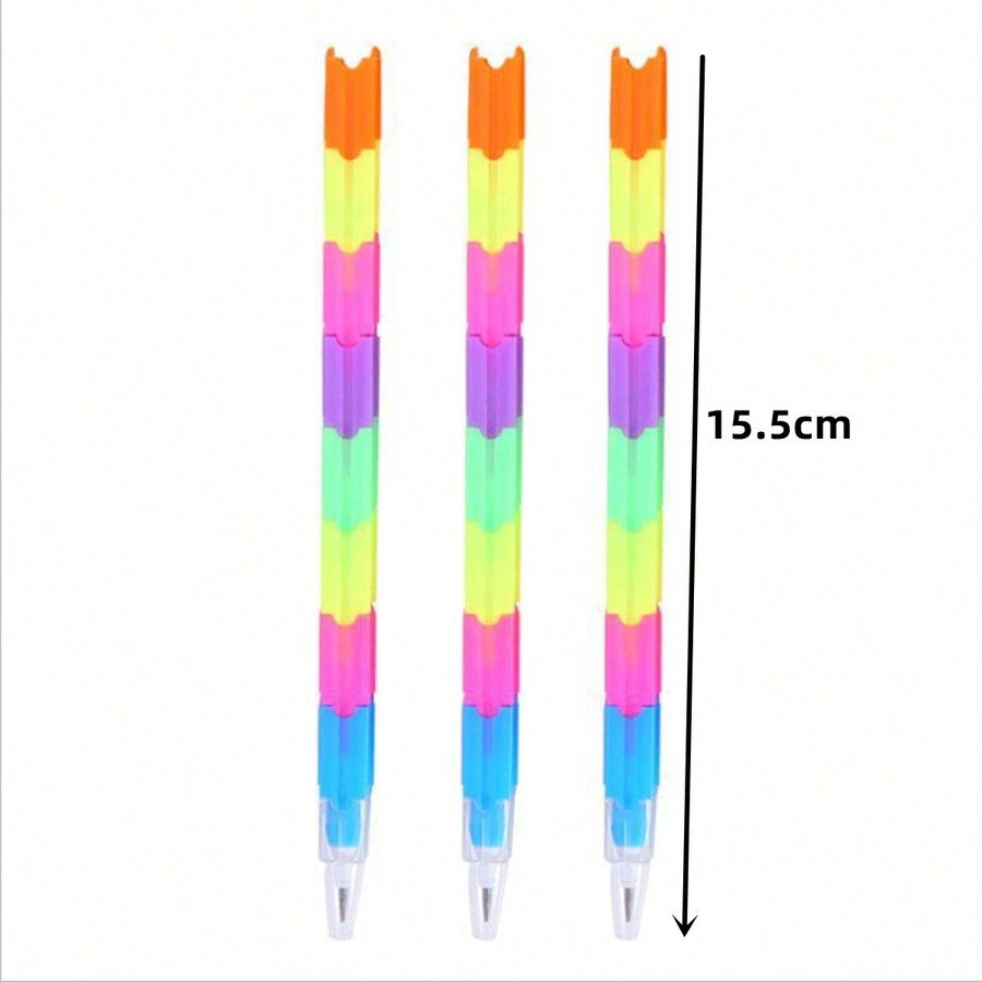12pcs Free Sharpening Building Block Pencils Rainbow Color Bullet ...