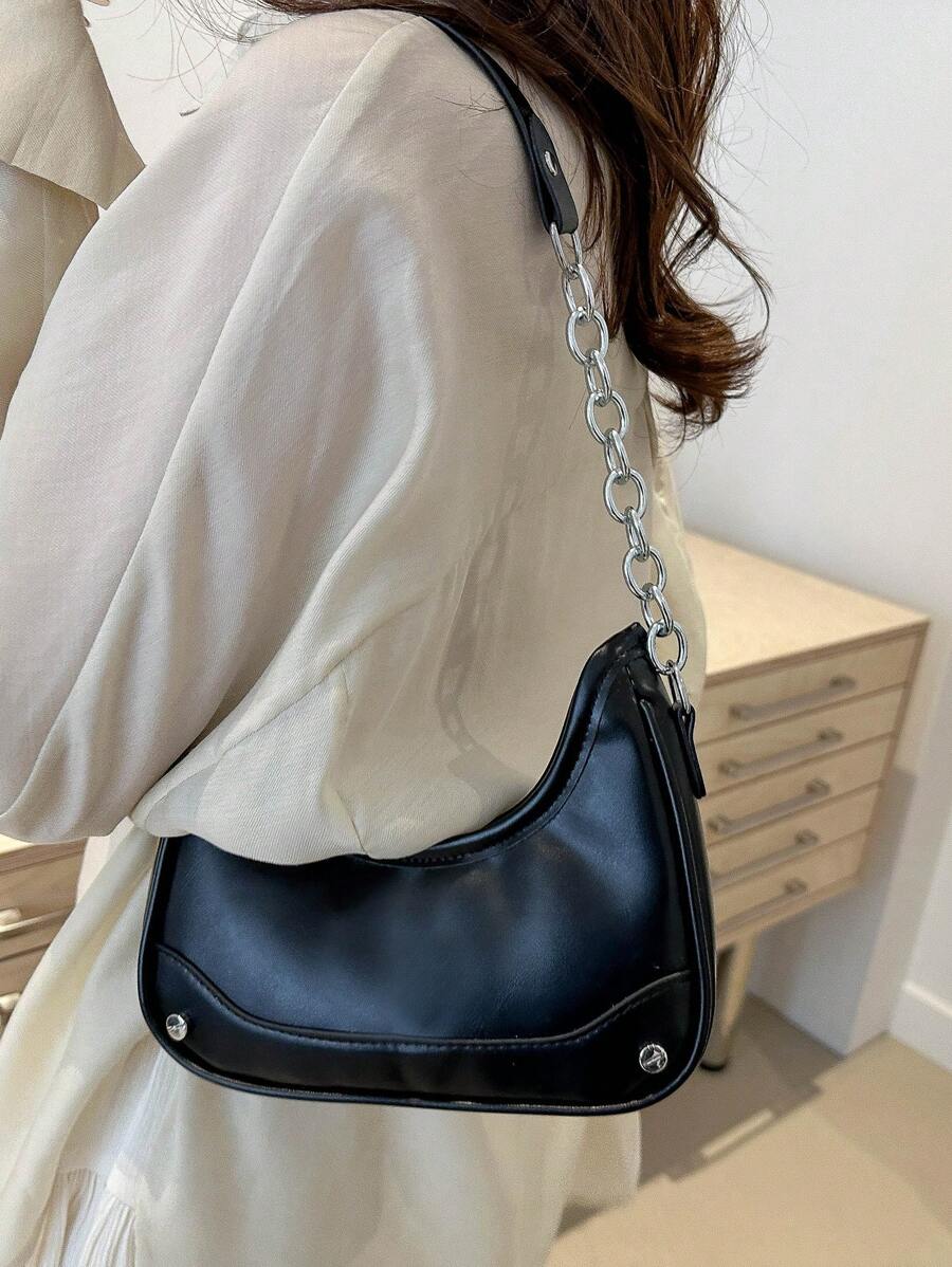 Vintage Armpit Shoulder Bag, Trendy Baguette Bag, Daily Necessity For ...