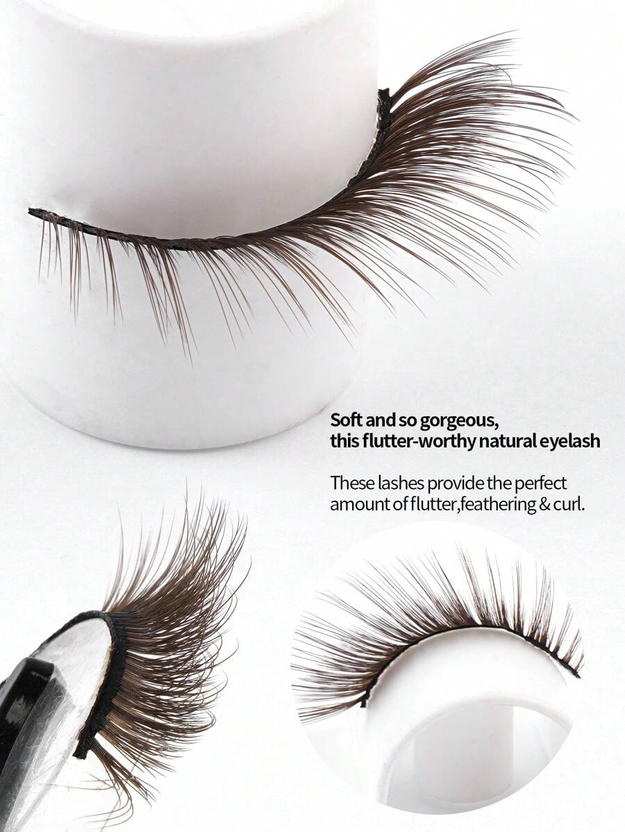 5 Pairs Brown Fox Eyelashes Winged False Eyelashes Natural Cat Eye Slim ...