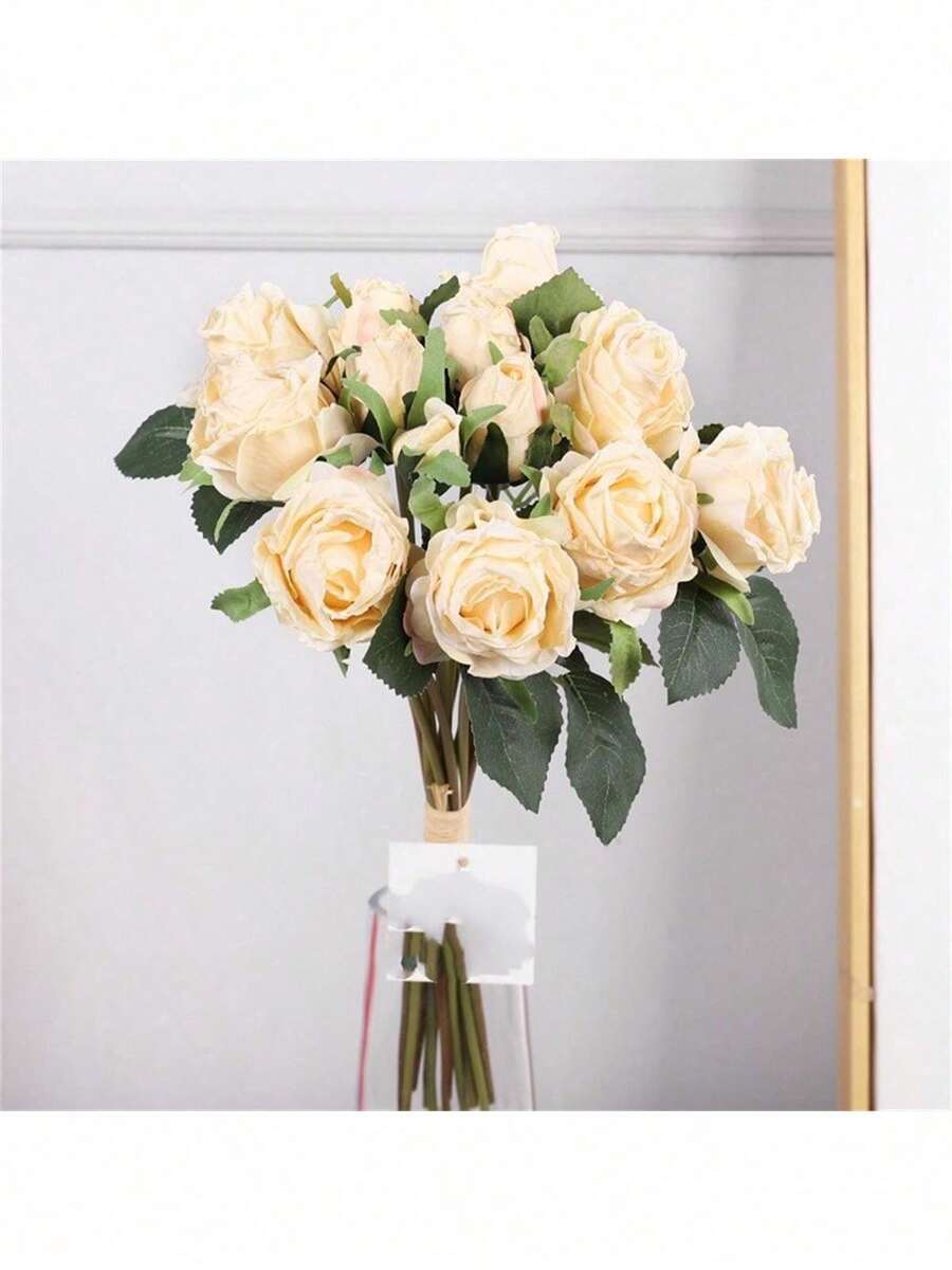 13 Heads Burned Edge Roses Artificial Flowers Bouquets, Dried Roses ...