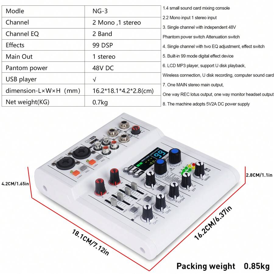 NXG NG-3/4-Channel Portable Mixing Console With Bluetooth, USB And DJ ...