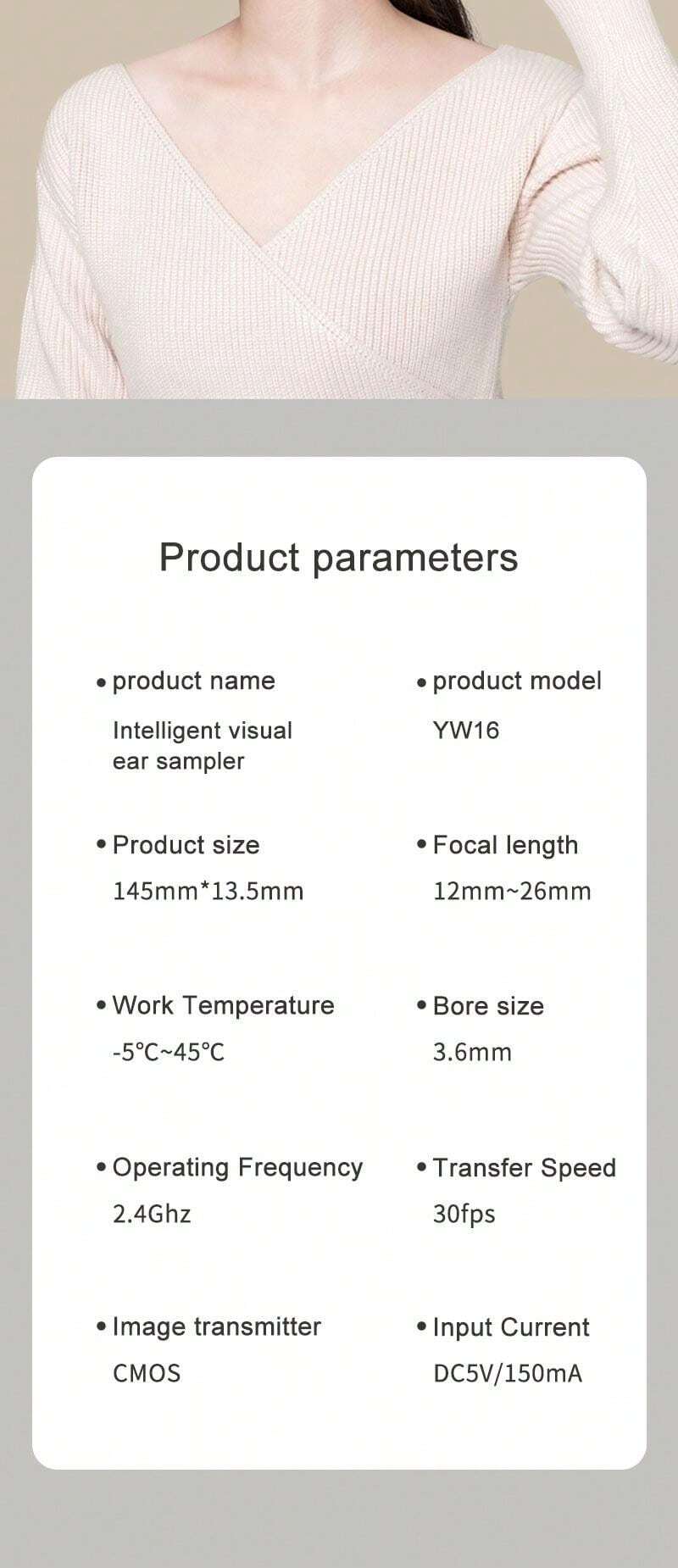 YW16 WiFi Visual Ear Spoon With Light, Wireless Endoscope Ear Cleaner, Earwax Removal Tool ...