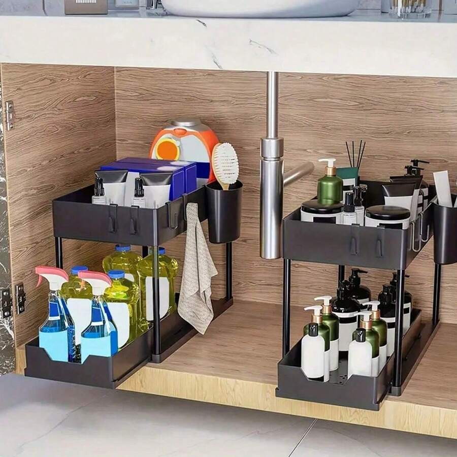 1pc Simple Kitchen Sink & Bathroom Storage Rack - Pull-Out ...