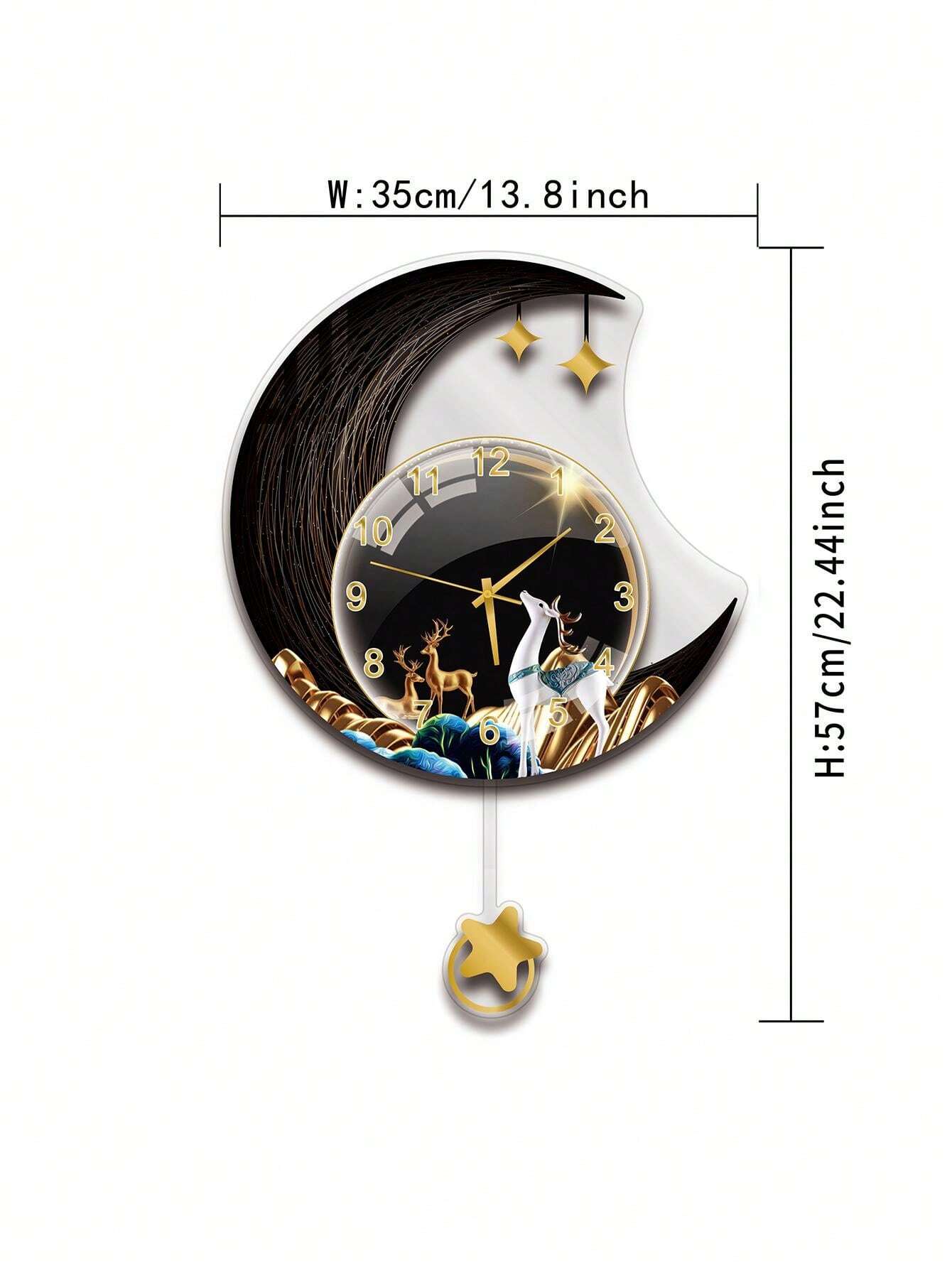 One Swinging Pendulum Wall Clock, One Deer Shaped Creative Clock ...