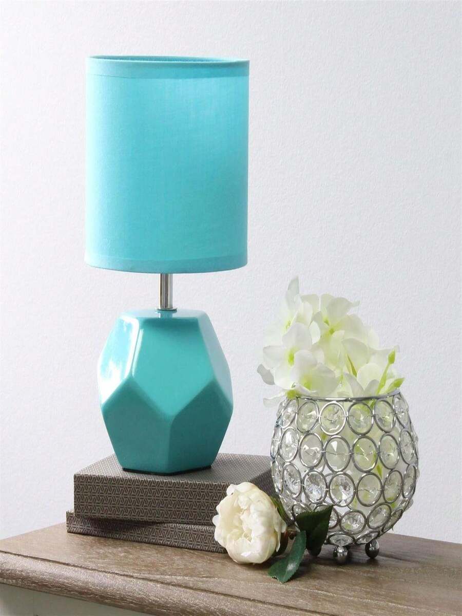 Simple Designs Round Prism Mini Table Lamp With Matching Fabric Shade ...