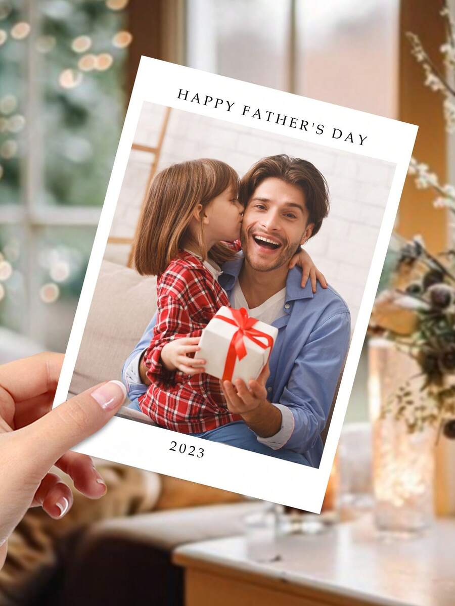 1pc Custom Photo Folded Greeting Cards 25.4*17.8cm, Personalized Father ...