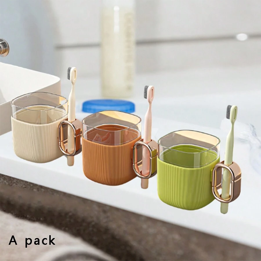 Luxury Plastic Toothbrushing Cup Set For Family Of Three, Including ...
