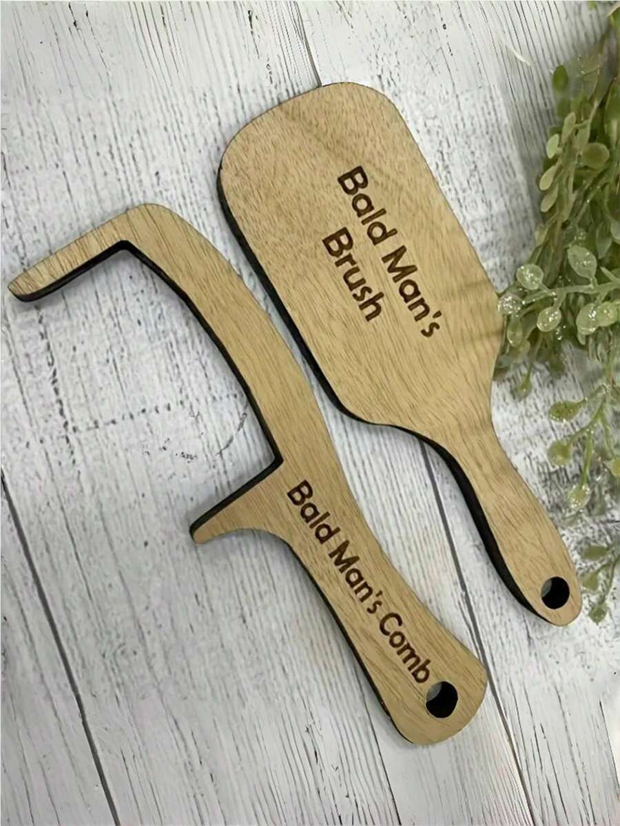 Bald Man Brush | Funny Wooden Hairless Combing Brush And Toothless Comb ...