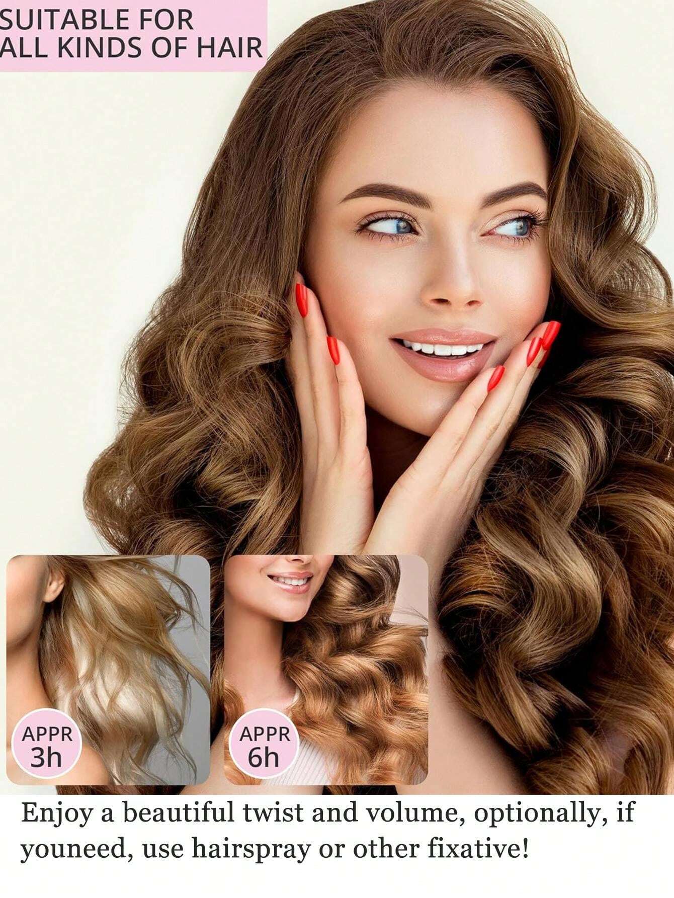 3pcs New Heatless Hair Curler Curling Set, Hair Rollers Anti-Slip Curls ...
