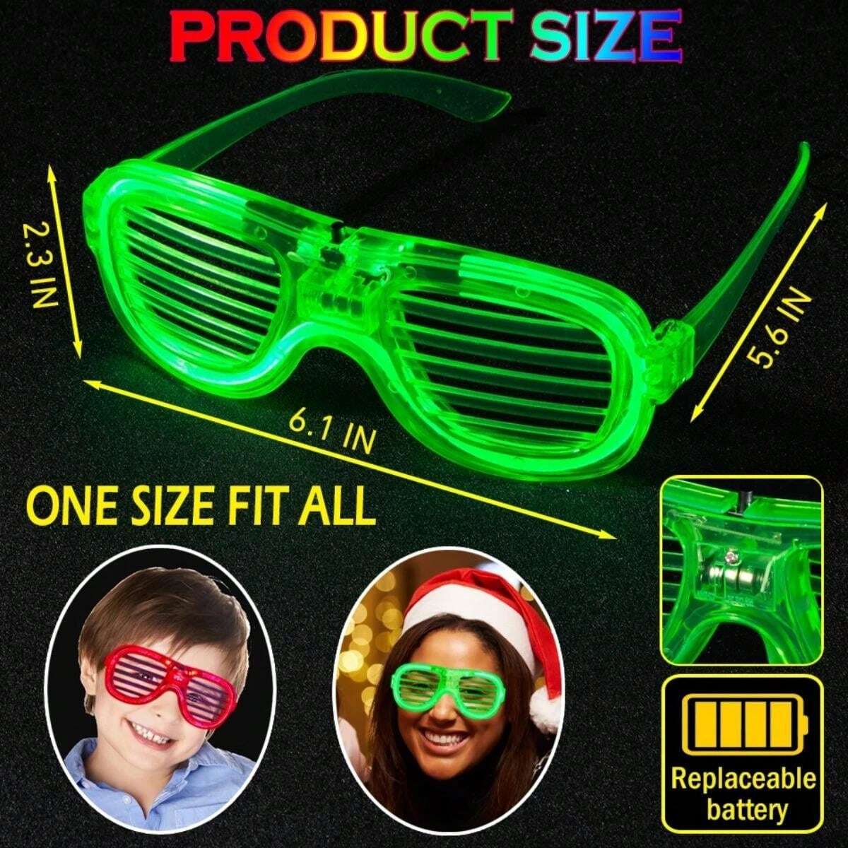 10 Pcs Light Up LED Glasses Bulk 5 Colors Glow Glasses Glow In The Dark ...