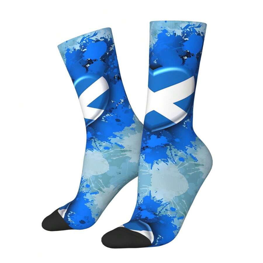 1 Pair Hip Hop Retro Love To Scotland.1 Crazy Men's Compression Socks ...