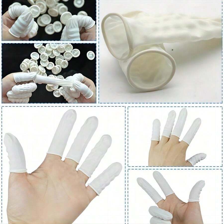 100pcs Latex Finger Cots - ESD Safe, Flexible Protective Finger Gloves For Beauty, And Precision ...