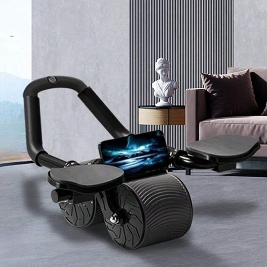 A Black Unisex Abdominal Wheel Automatic Rebound Abdominal Curling ...