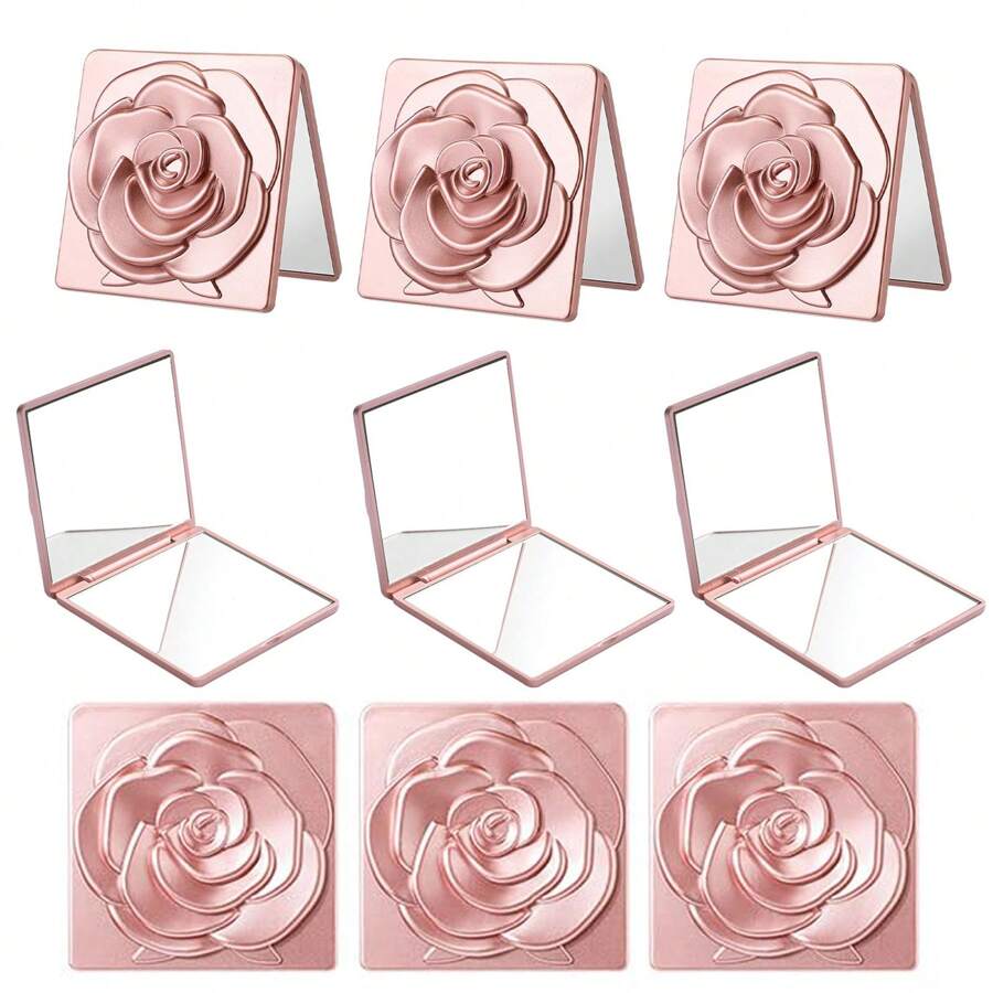 3pcs-Rose Compact Mirrors, Favorite Of Wedding & Party Guests, Rose ...