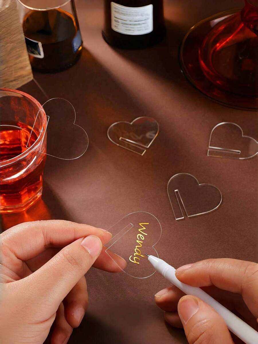 30PCS Acrylic Heart Drink Labels, Party Drink Labels Heart, Acrylic ...