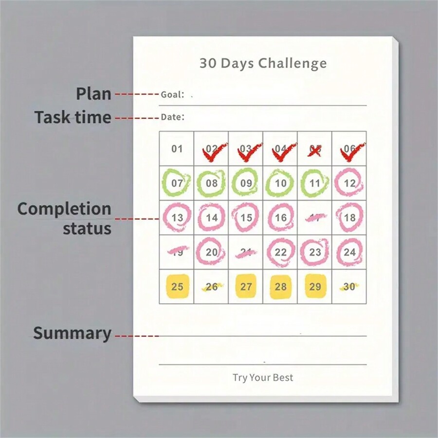 30-Day Self-Discipline Check-In Book, Check-In Plan Book, Minimalist ...
