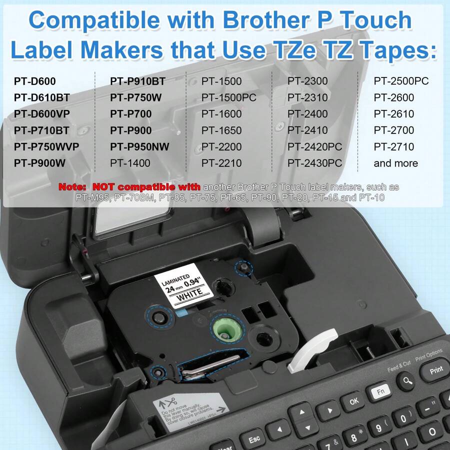 8-Pack 24mm Label Tape TZe-251 Replacement For Brother P Touch TZe Tape ...