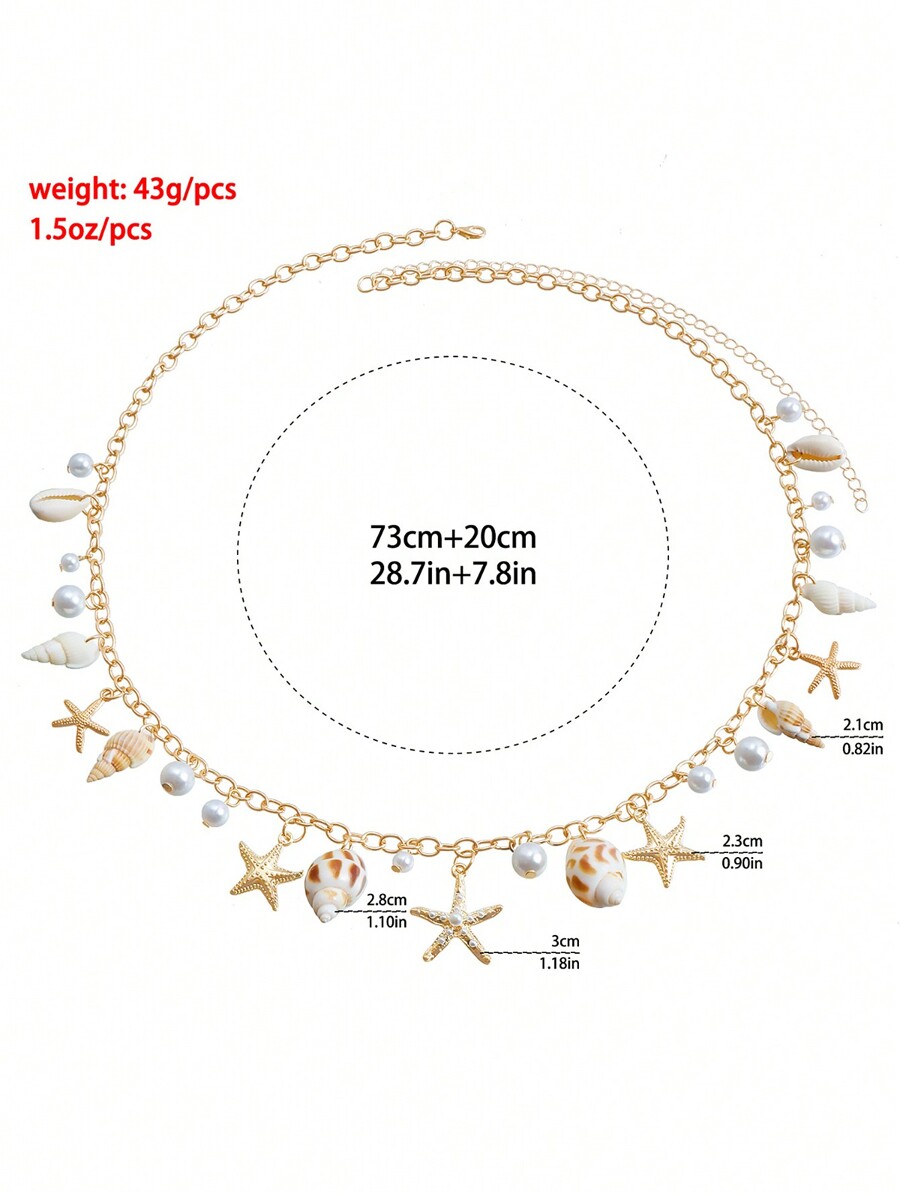 1Pc Bohemian Summer Beach Random Shell Waist Chain Seaside Travel Faux ...