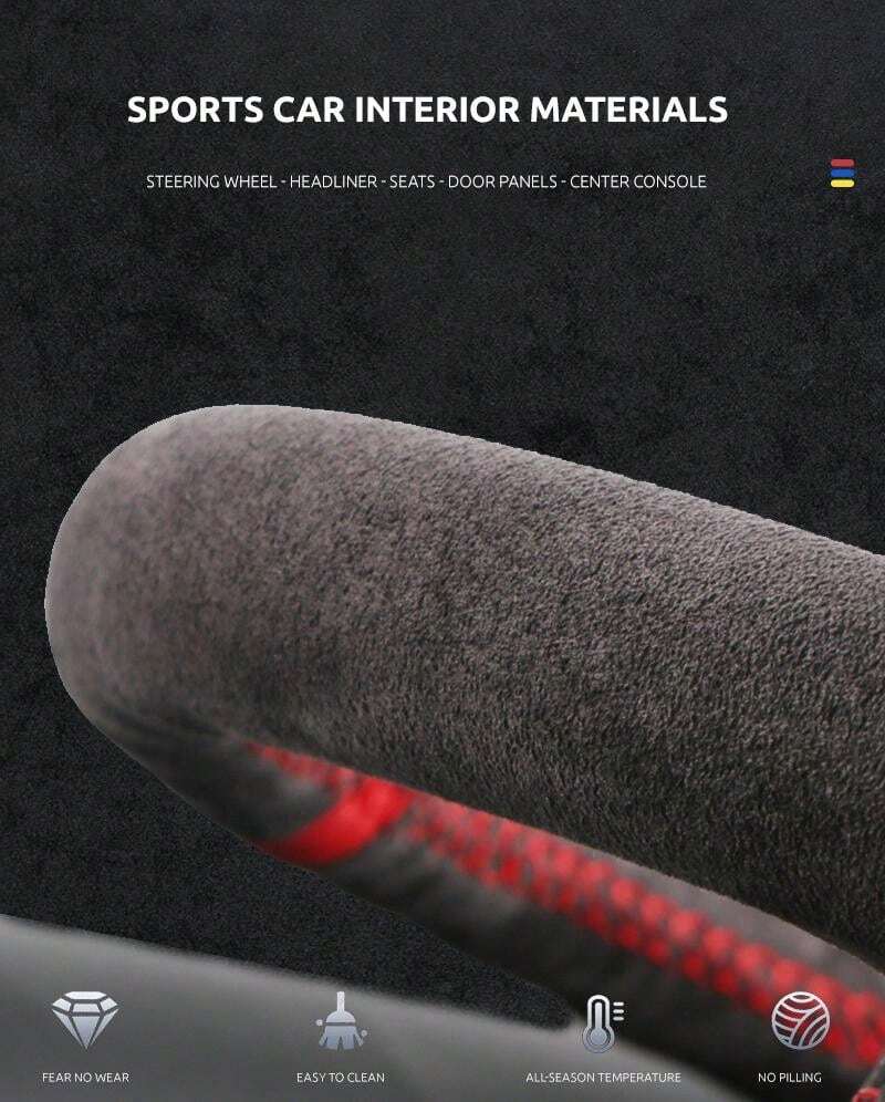 Universal Suede Car Steering Wheel Cover Hand Sewing Soft Leather ...
