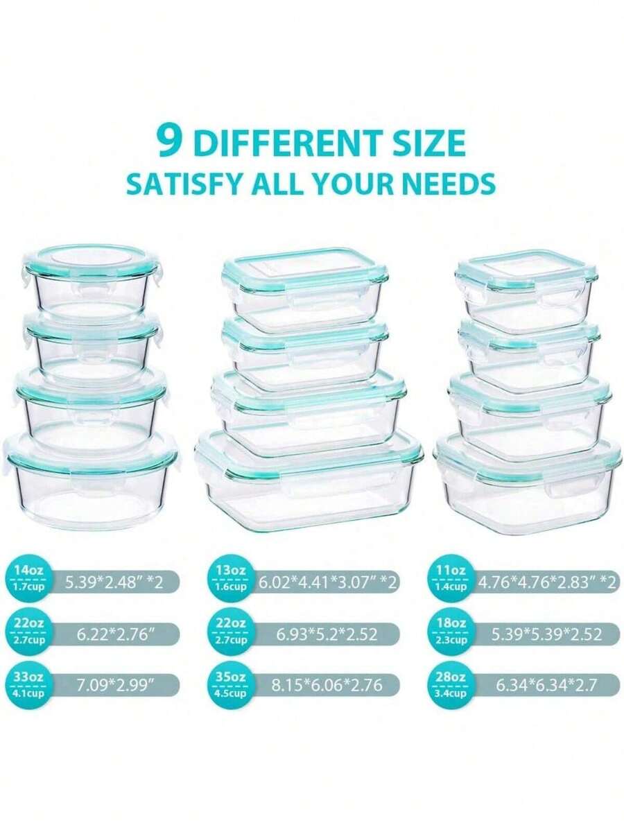 Glass Food Storage Containers With Lids, [24 Piece] Meal Prep, Airtight ...