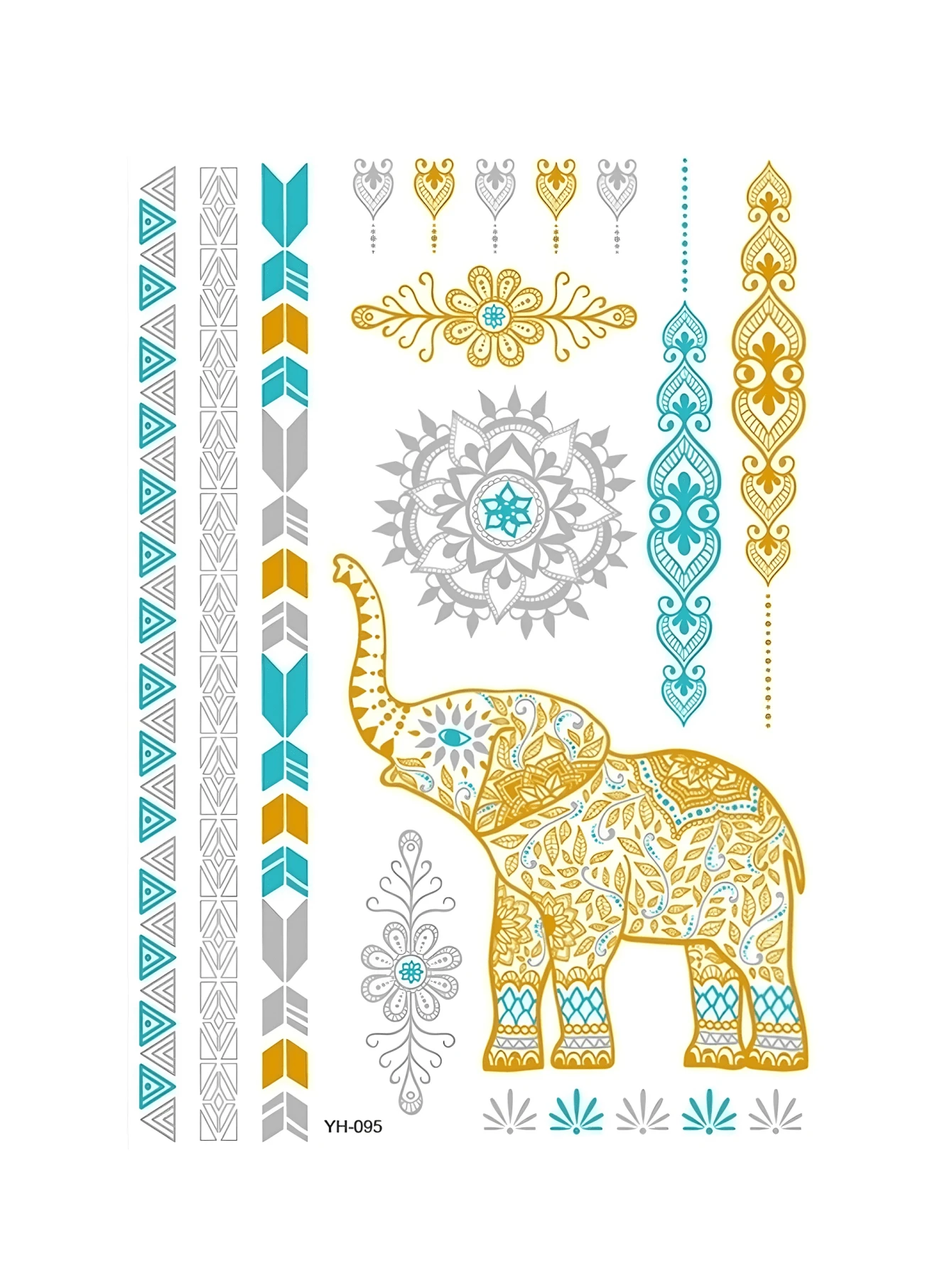 5 Sheets Metallic Temporary Tattoos For Adult Women Girls Tattoos Gold ...