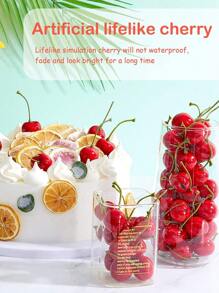 100pcs Artificial Cherry Fake Cherries Decorations Fake Fruit Model For ...