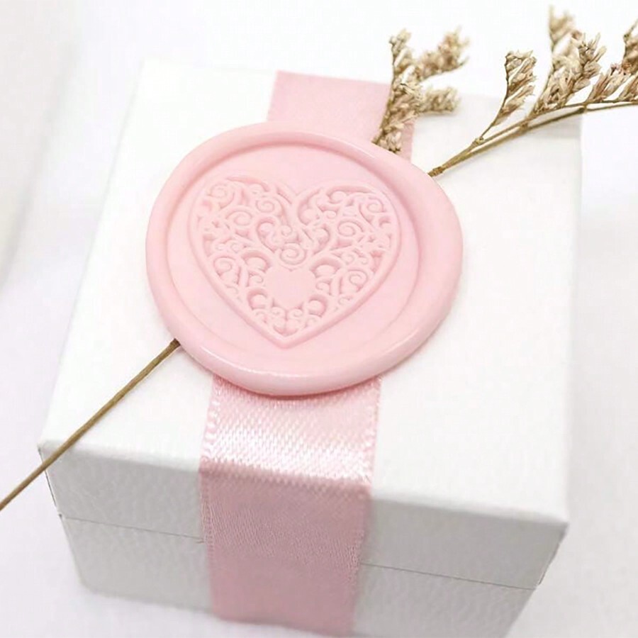 CYFUN DESIGN Heart Wax Seal Stamp With Wooden Handle Decorating On ...