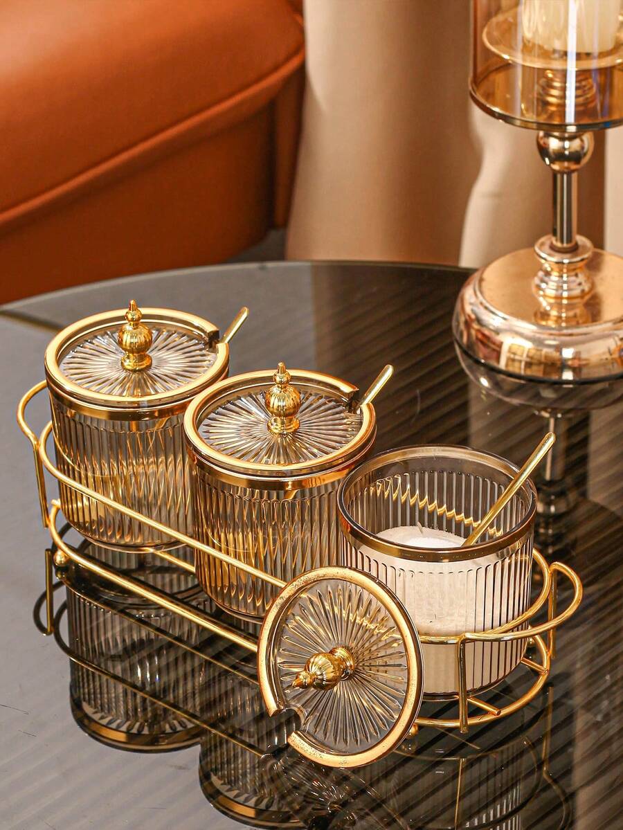 Luxury Seasoning Jar Kitchen Storage Oil Salt & Spice Container Set ...