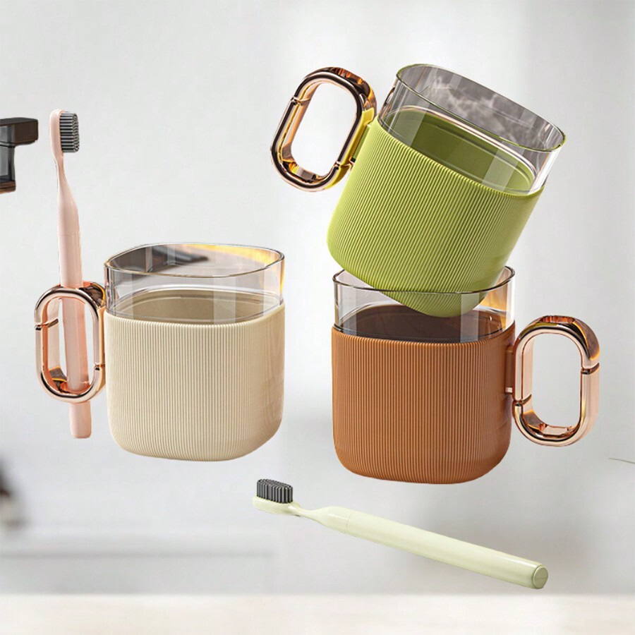 Luxury Plastic Toothbrushing Cup Set For Family Of Three, Including ...