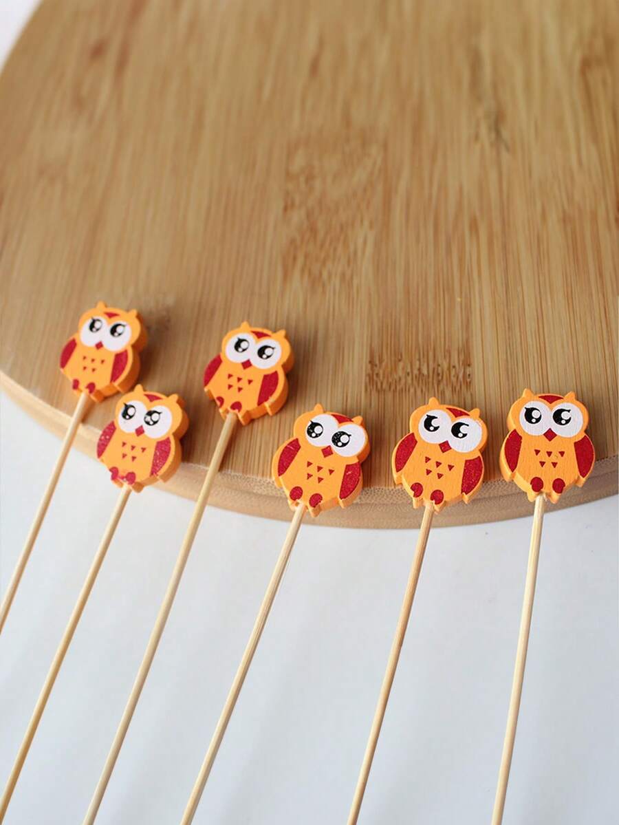 25pcs Owl Fruit Picks, Cute Cake Decorations, Dessert Picks, Birthday ...