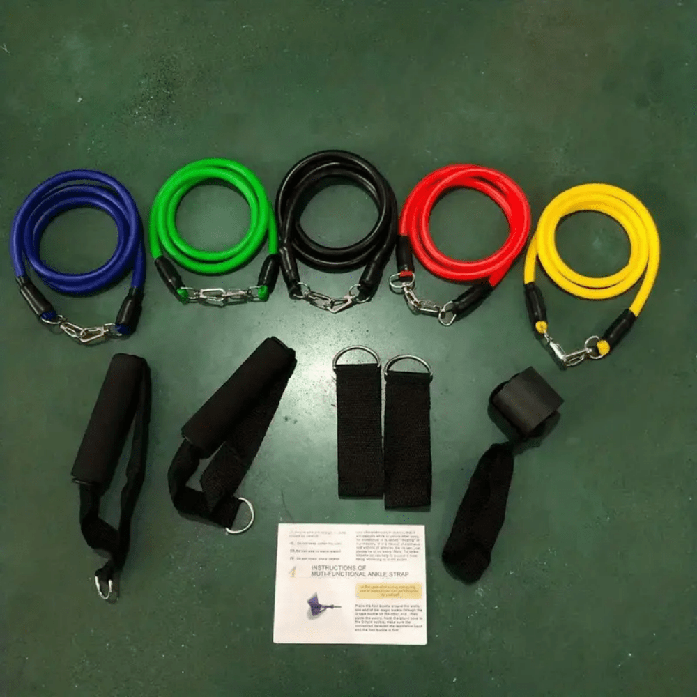 11pcs Tpe Resistance Bands Set, With Door Anchor, Handles, And Carrying ...