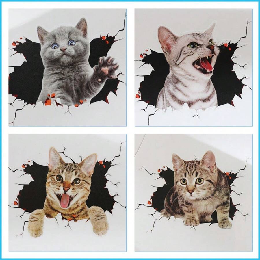Creative 3D 3D Cat Stickers For Car Stickers, Body And Tail Scratches ...