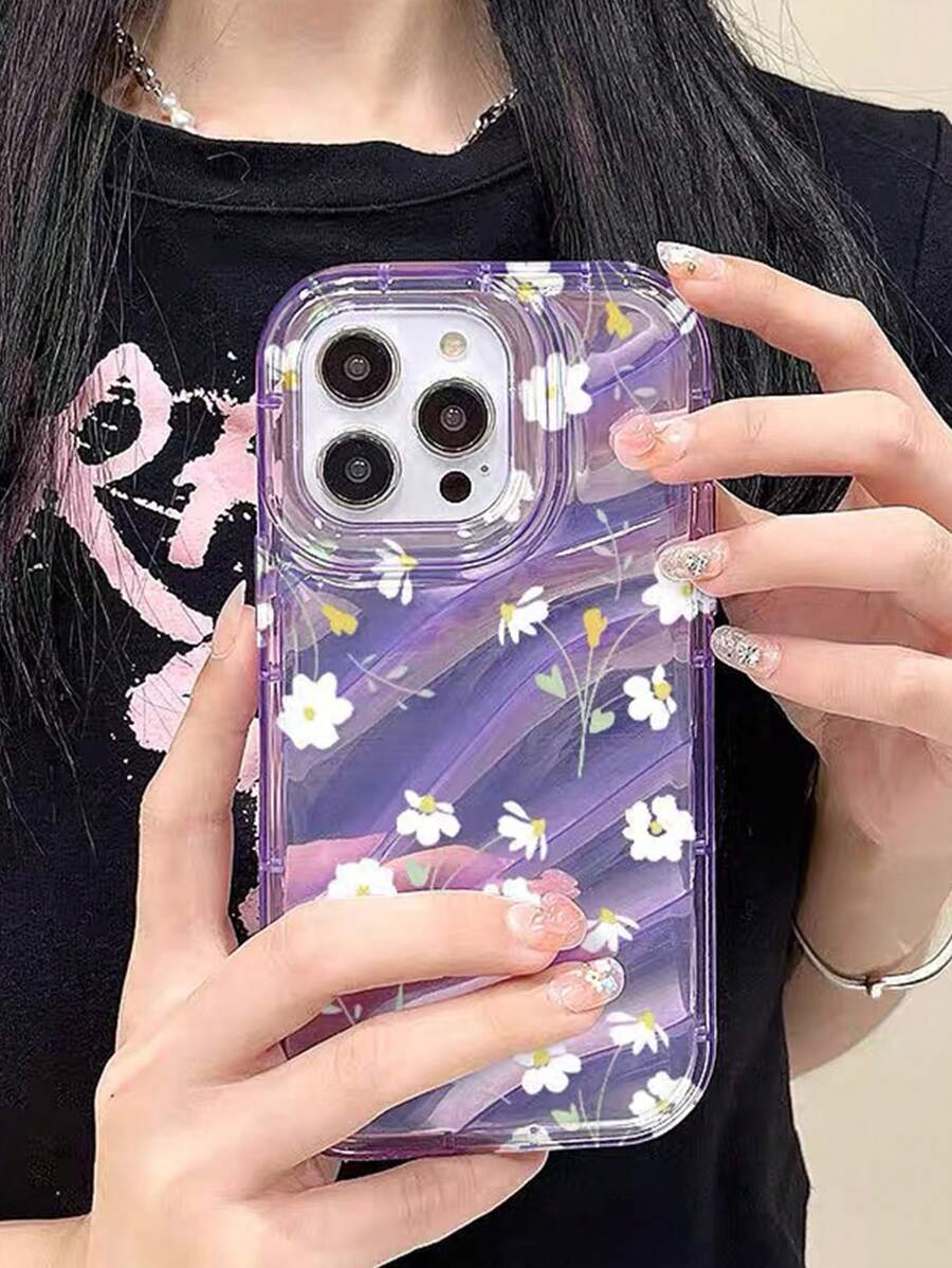 Phantom Laser Gradient Color Painted White Ditsy Floral Phone Case For ...