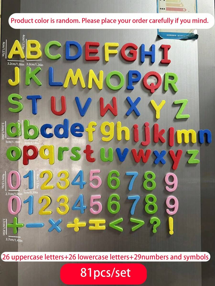 81 peças/conjunto de adesivos magnéticos de espuma com alfabeto e ...