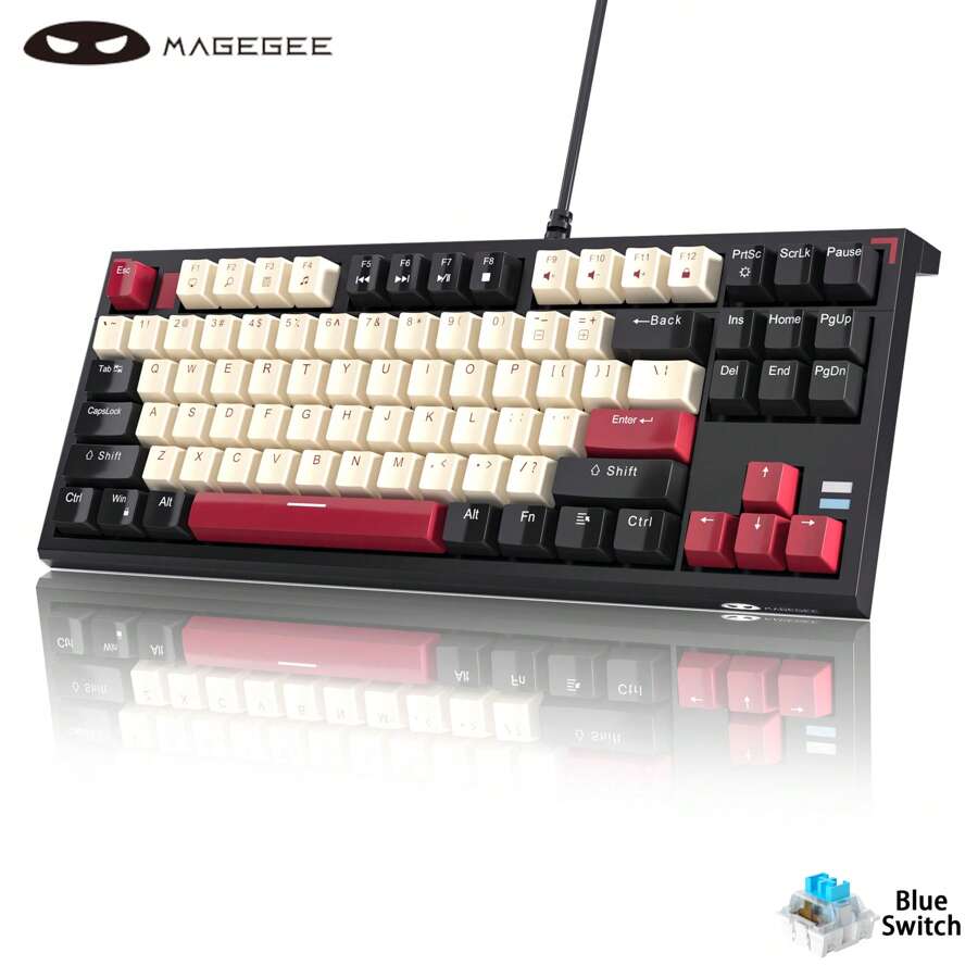MageGee MageGee -Sky87 Mechanical Gaming Keyboard, Wired Ice Blue ...