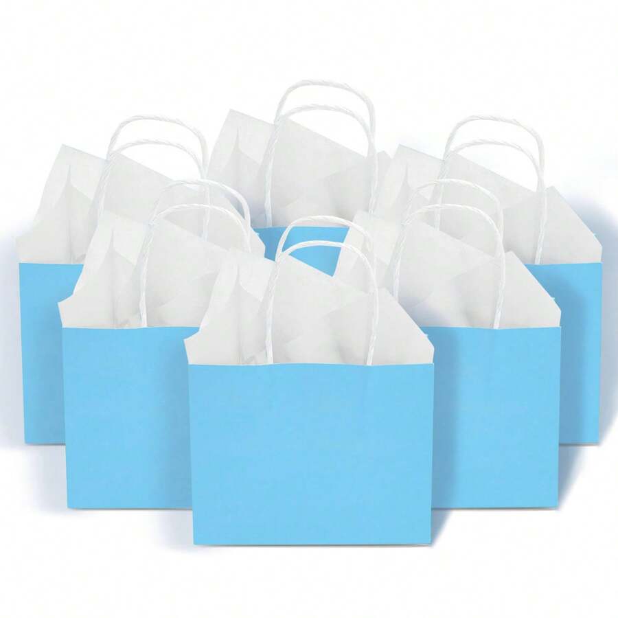 24 Pack Mini Tiny Small Blue Paper Gift Bags With Handles 6x5x2.5 ...