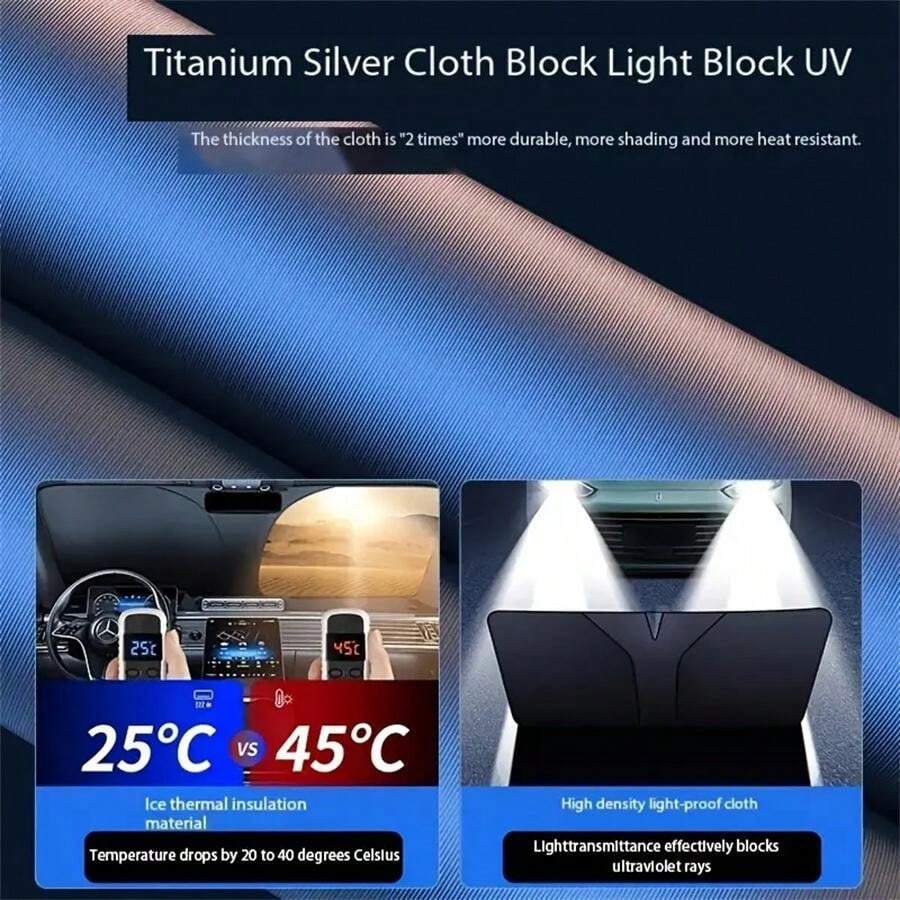 Foldable Car Sunshade With Hollow Design, Upgraded Thick Titanium ...