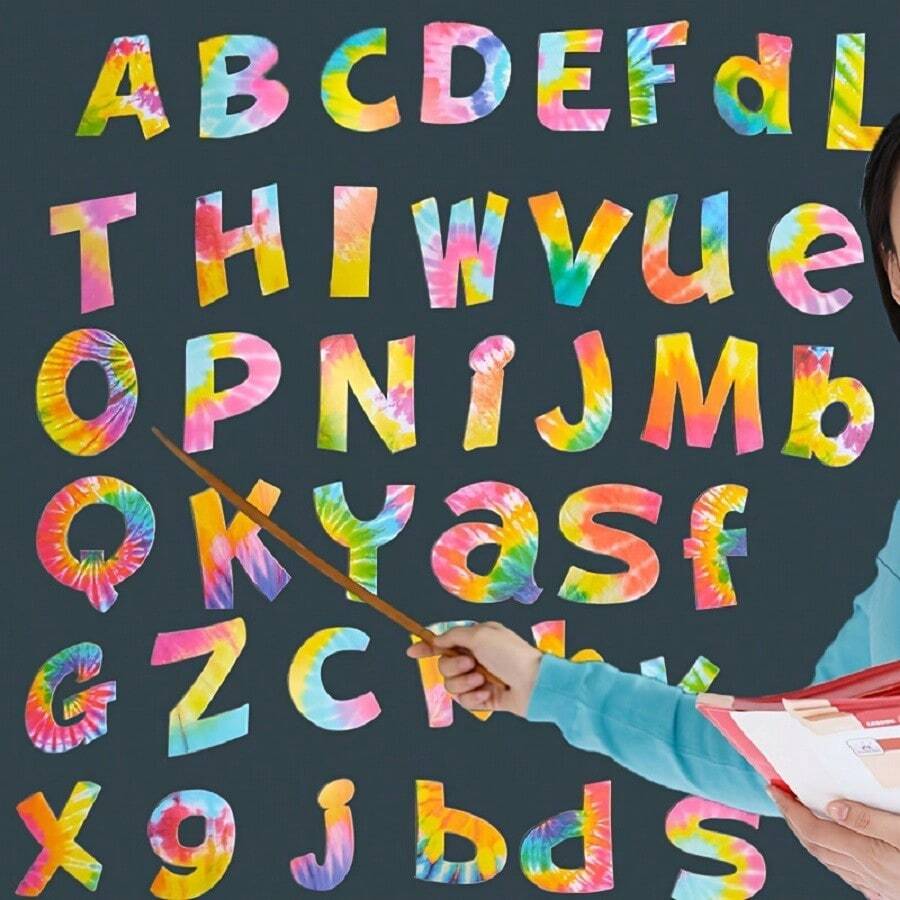 216pcs Tie-Dye Themed Bulletin Board Cardstock Letters Posters ...