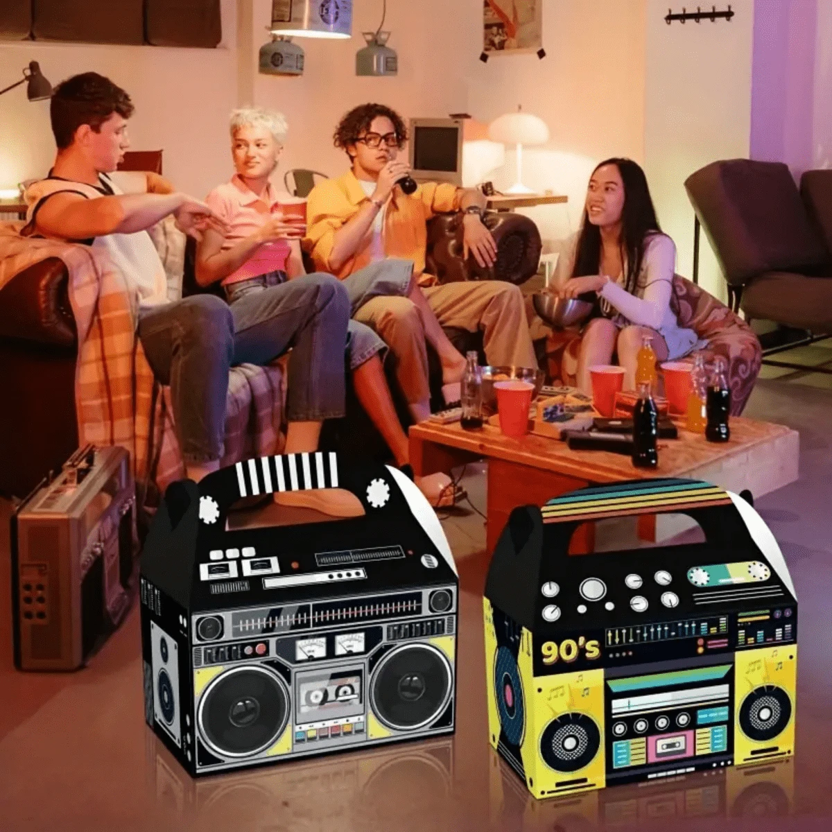 Caja de regalo con forma de radio con asa de 12 piezas, suministros ...