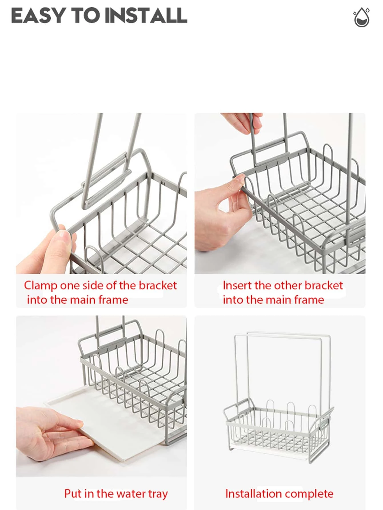Kitchen Sink Tray Storage Rack, Iron Double Bar Rag Rack Drain Rack ...