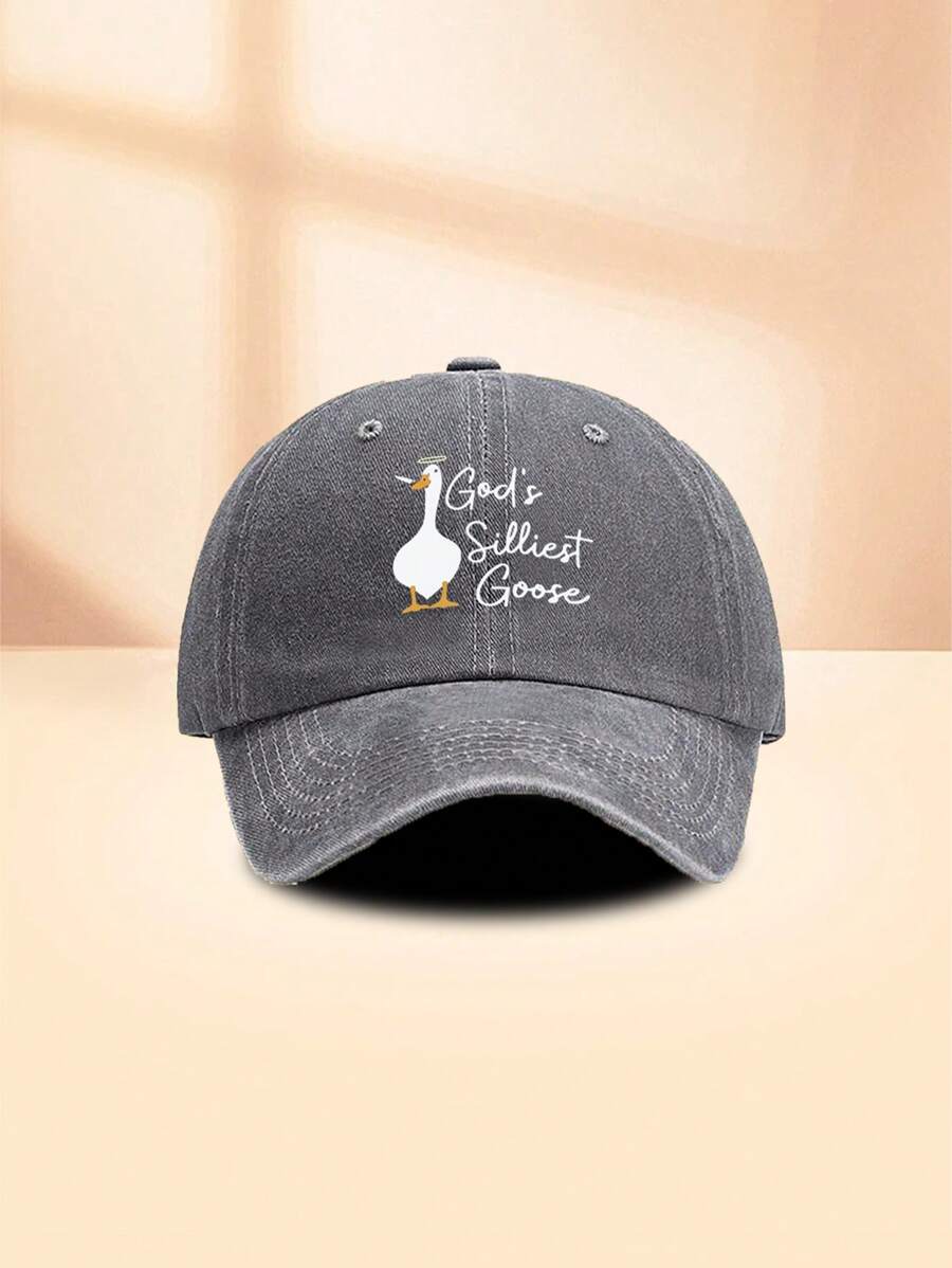 1ps Funny Goose Hat Printed Washed Old Sun Hat The Loose Hat Men ...