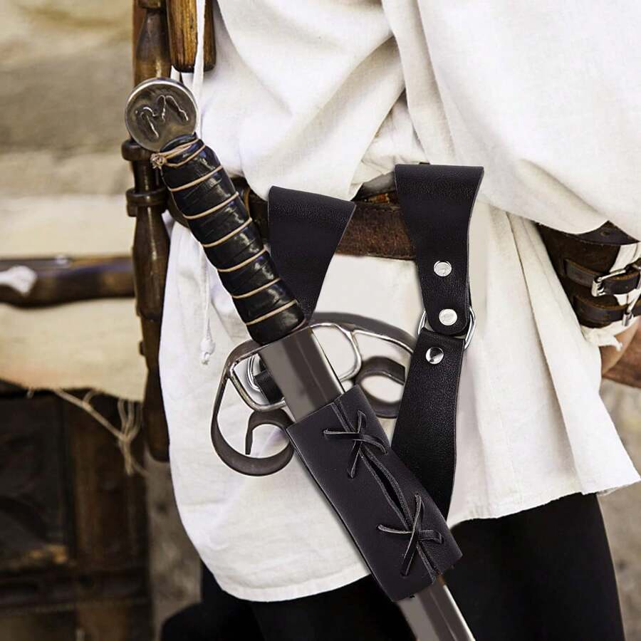 Medieval Renaissance Leather Sword Holster Right Hand Sword Sheath Belt ...