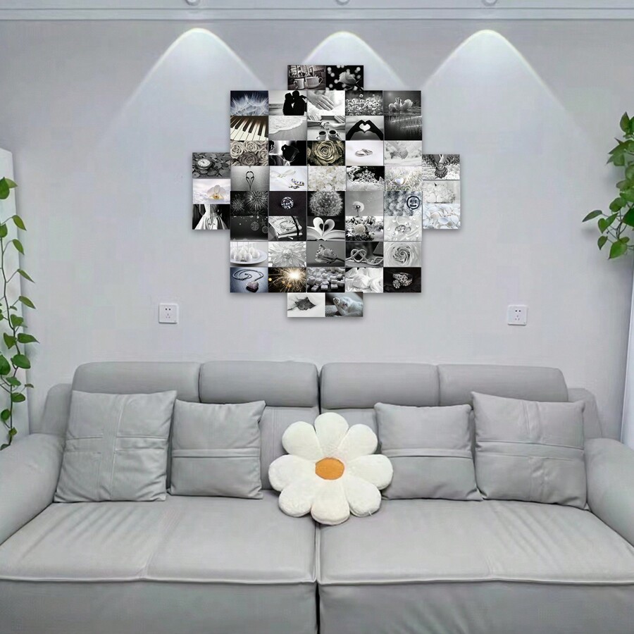 50 Pieces Of Black And White Wall Sticker Printing Aesthetic Image Wall Hanging Set, Postcard ...