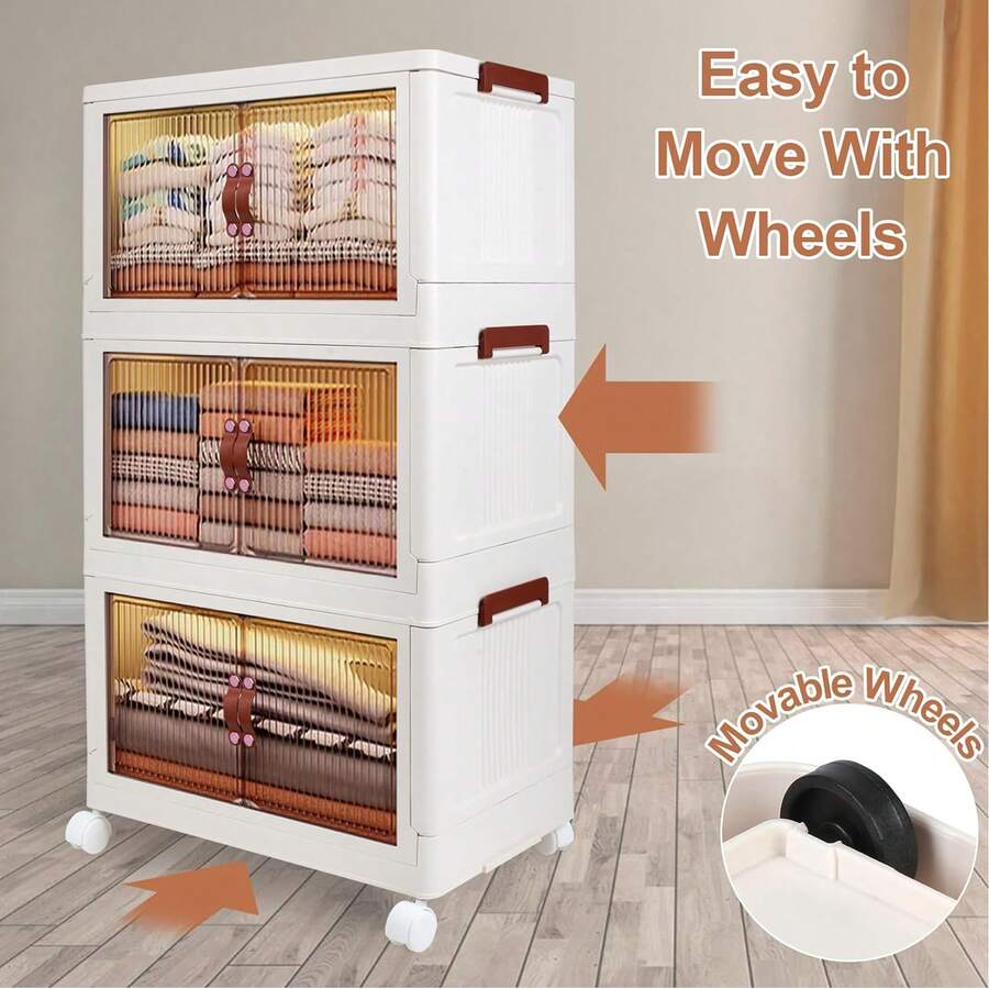 3 Pack Storage Bins With Lids, Portable Closets Folding Storage Box ...