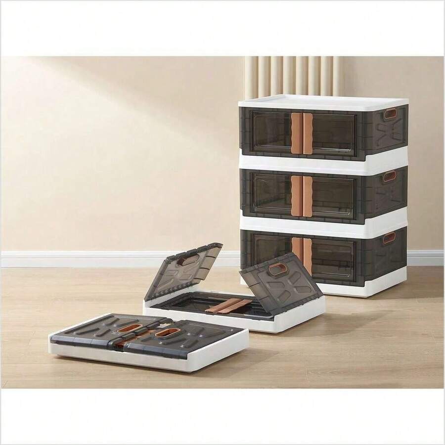 3pcss Storage Bins With Wheels Closet Organizers And Storage Folding ...