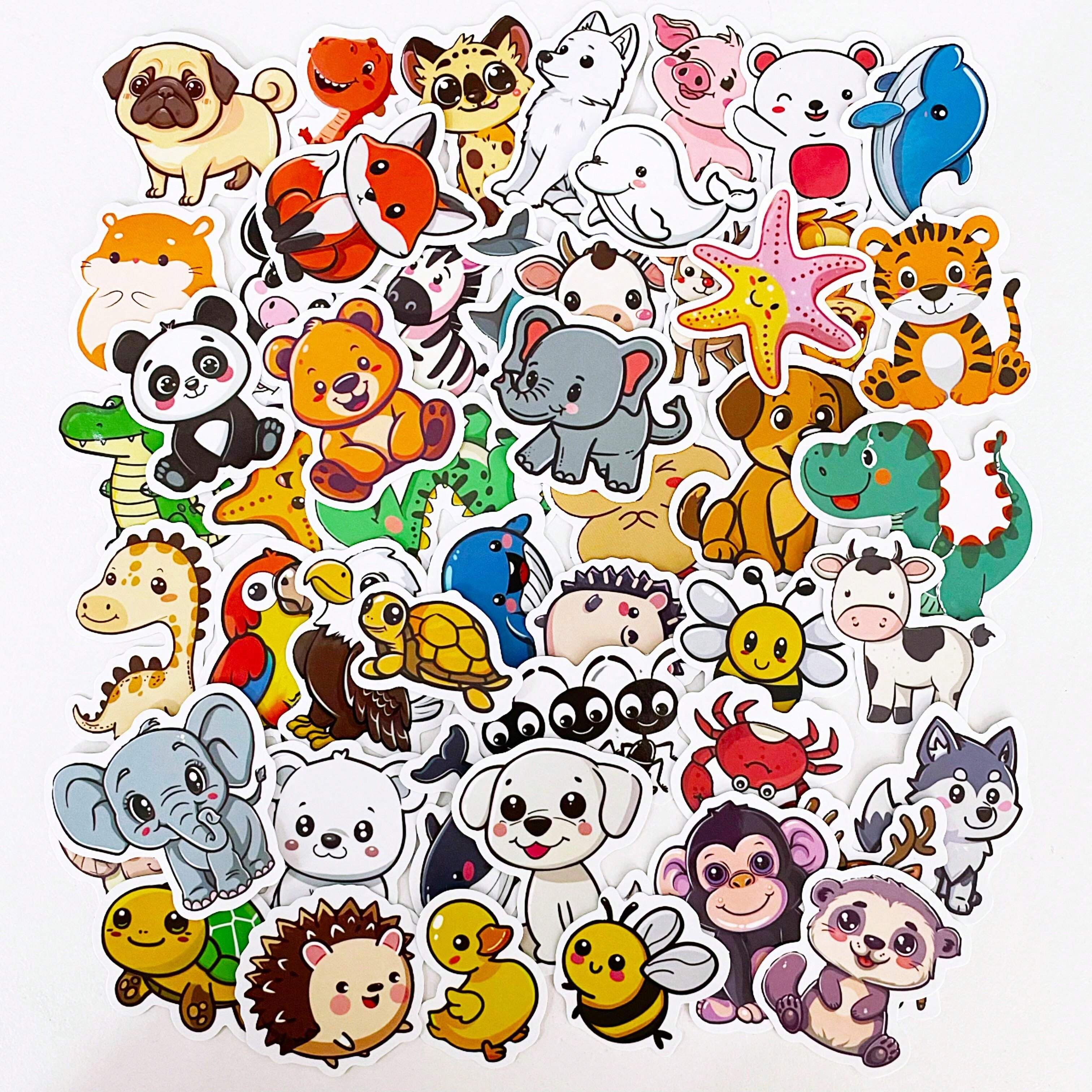 50 Pcs Cute Waterproof Animal Sticker Sets For Kids And Teens, Suitable ...
