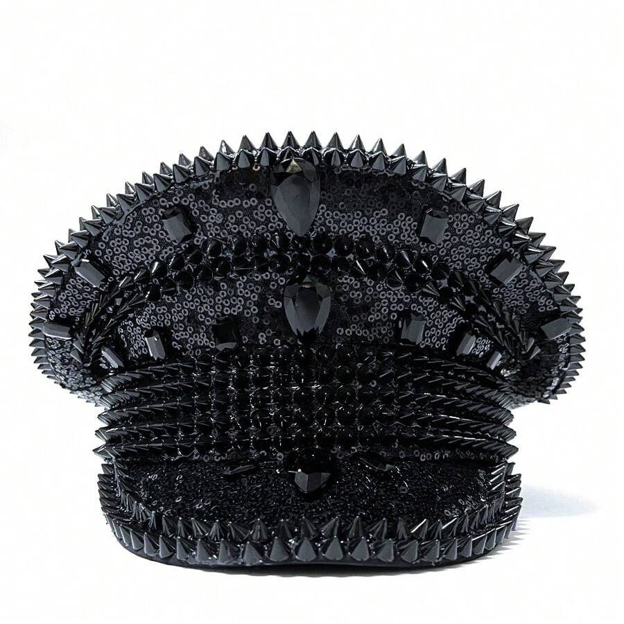 Men's Punk Rivet Party Cap, Carnival Hat, Nightclub DJ Hat, Disco Navy ...