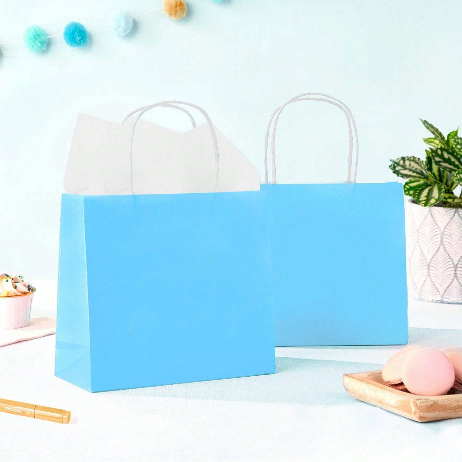 24 Pack Mini Tiny Small Blue Paper Gift Bags With Handles 6x5x2.5 ...